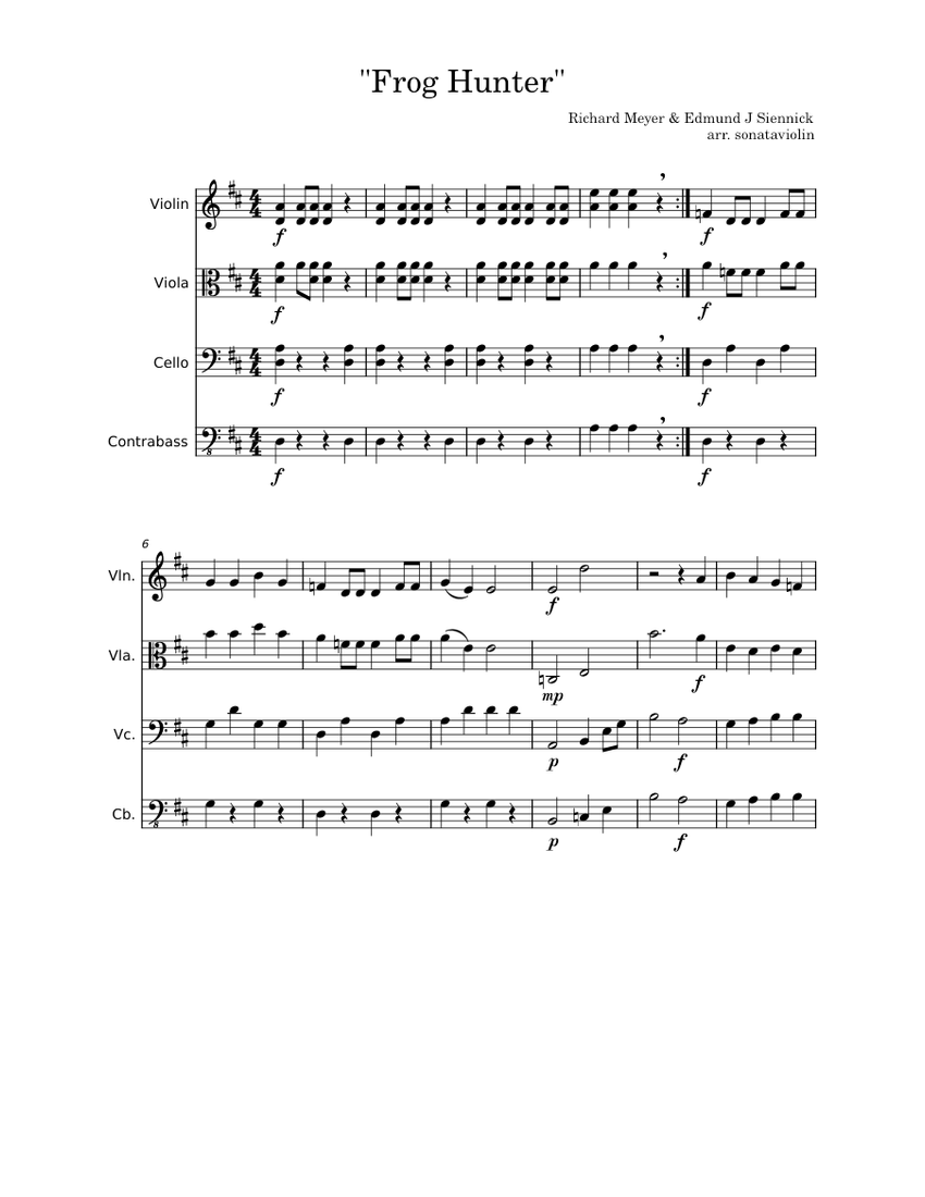 Frog Hunter - sonataviolin Sheet music for Contrabass, Violin, Viola ...