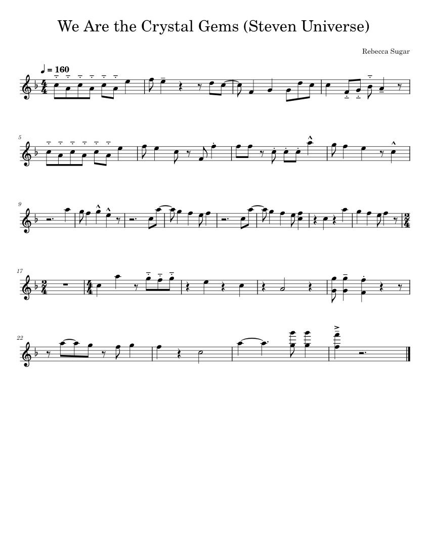 We Are the Crystal Gems (Flute) Sheet Music for Flute (Solo ...