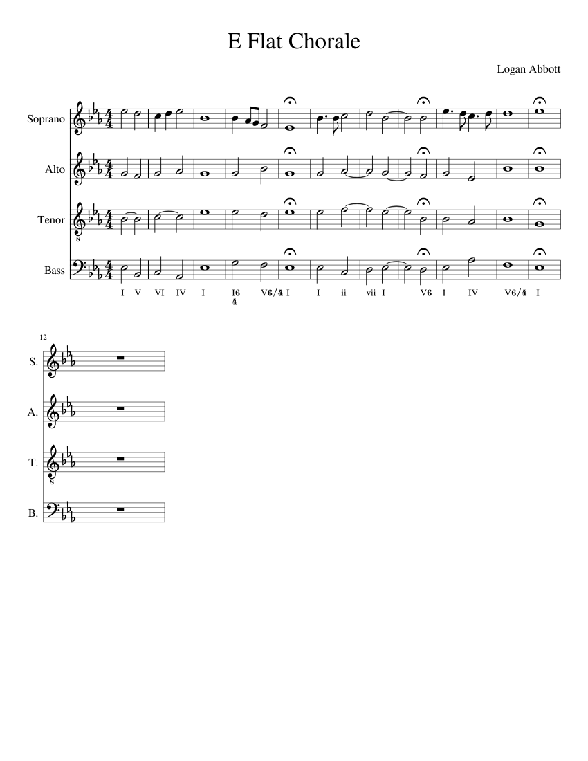 E Flat Chorale Sheet music for Soprano, Alto, Tenor, Bass voice (SATB ...