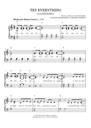 Try everything – Shakira Try Everything – Shakira - Beginner Piano ...