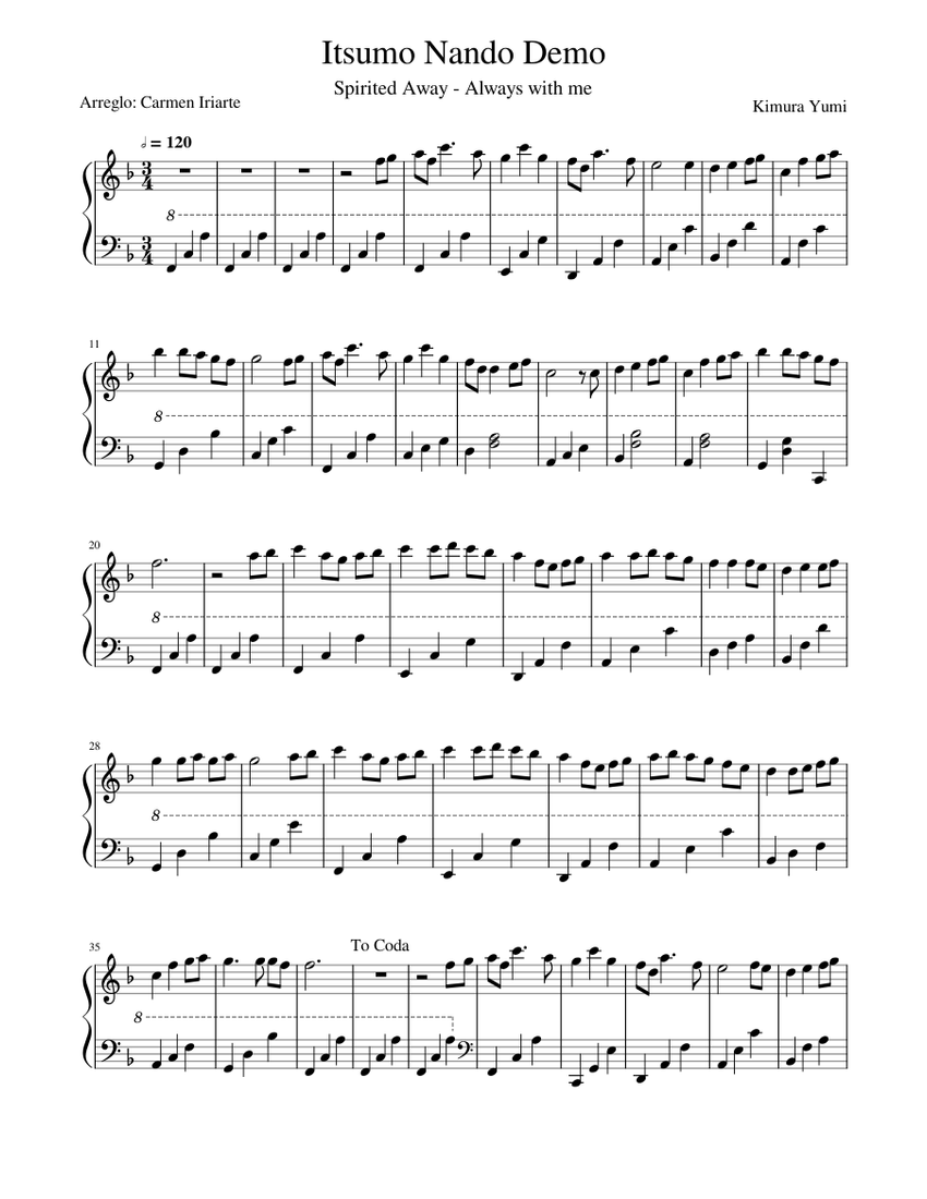 Itsumo Nando Demo Sheet Music for Piano (Solo) Easy | MuseScore.com
