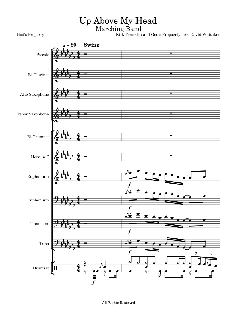 Up_Above_My_Head Sheet Music for Trombone, Euphonium, Tuba, Flute ...