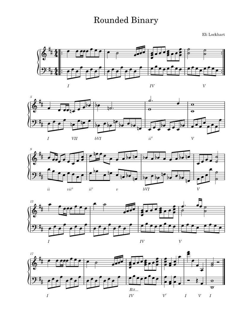 Rounded Binary Sheet music for Piano (Solo) Easy | Musescore.com