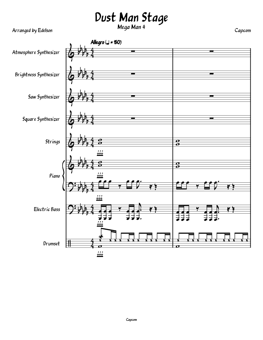 Dust Man Stage (Arranged) - Mega Man 4 Sheet Music for Piano, Bass ...