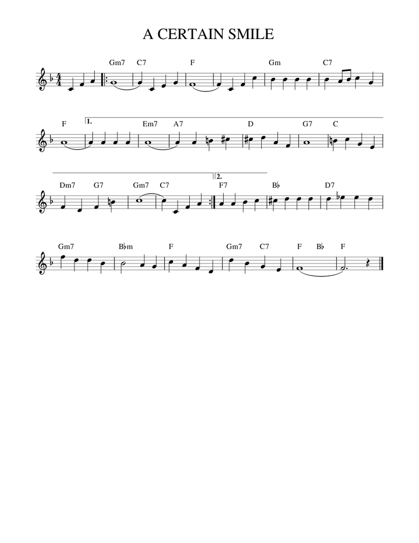 a certain smile Sheet Music with Chords for Piano (Solo) easy ...