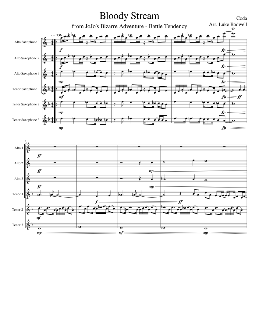 Bloody Stream Sheet Music for Saxophone alto, Saxophone tenor (Woodwind ...