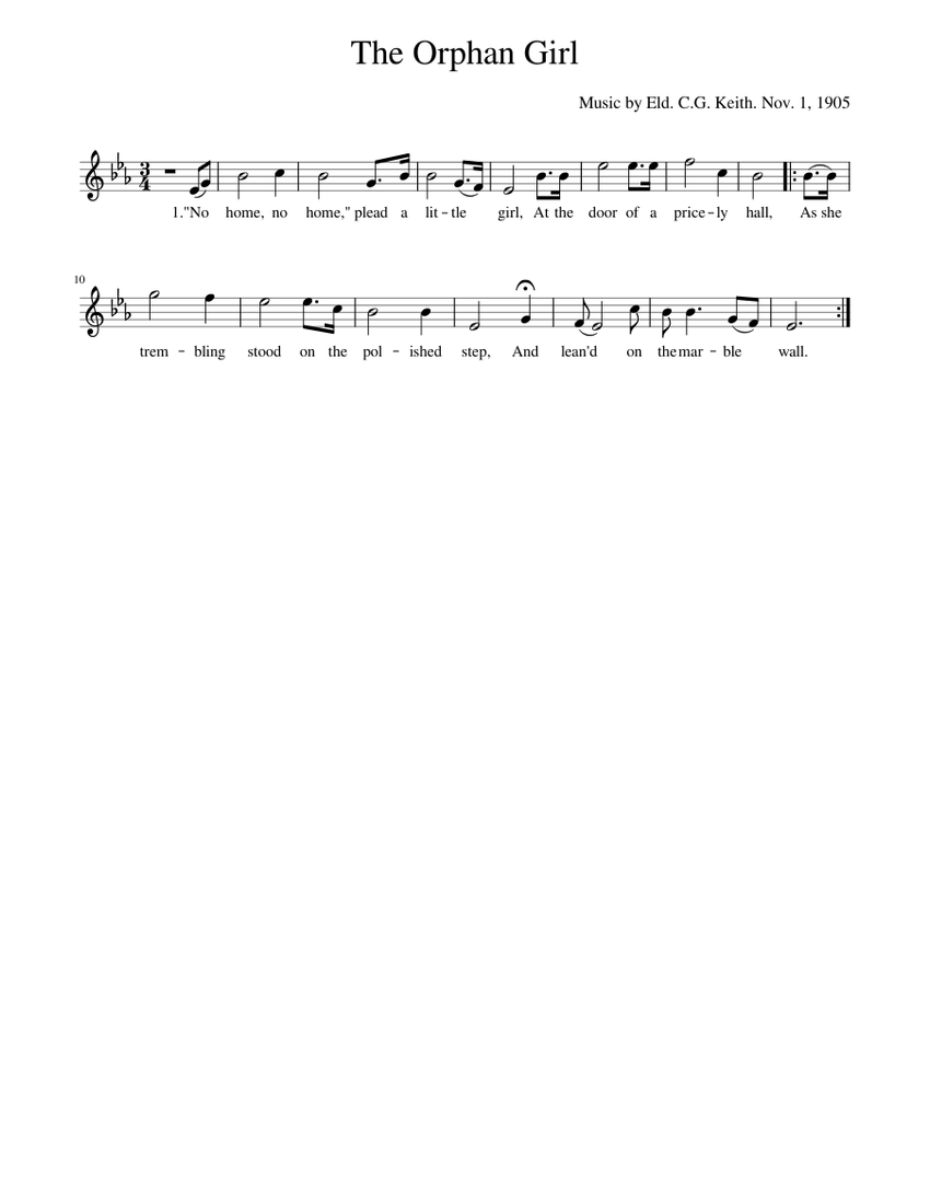The Orphan Girl Sheet music for Piano (Solo) Easy | Musescore.com