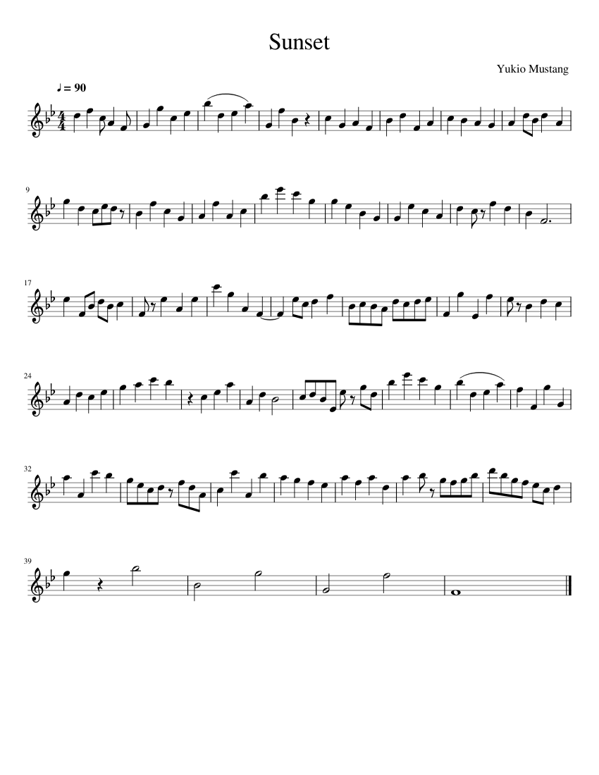 Sunset Sheet music for Flute (Solo) | Musescore.com