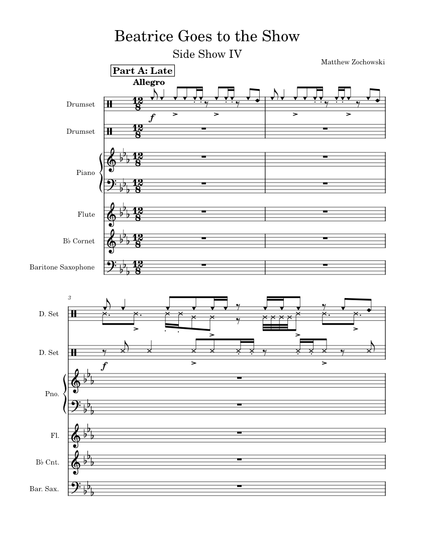 Beatrice Goes to the Show: Parts A-2?? Sheet music for Piano, Cornet ...