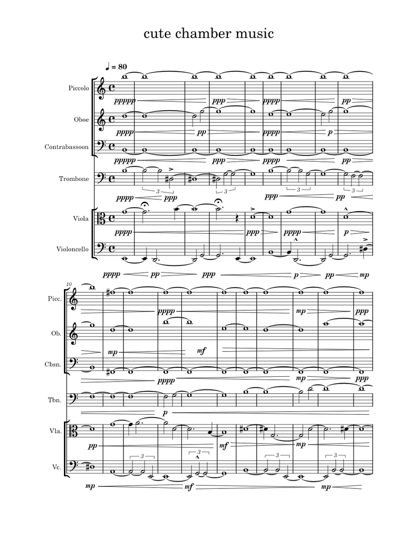 cute chamber music Sheet music for Trombone, Flute piccolo, Oboe, Viola & more instruments ...