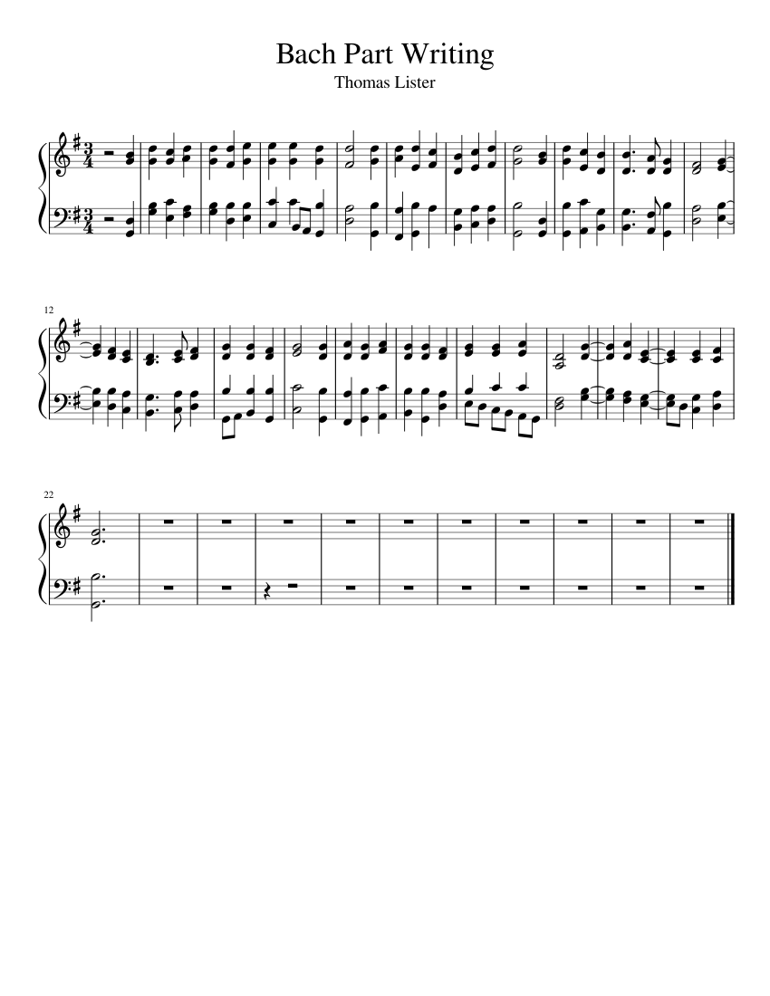 Bach Part Writing Sheet music for Piano (Solo) Easy | Musescore.com