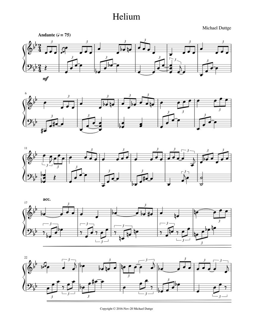 Helium Sheet music for Piano (Solo) | Musescore.com