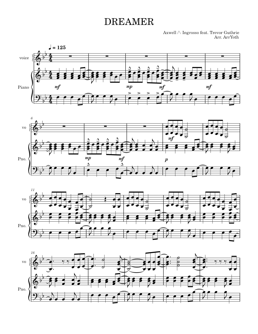 Dreamer – Axwell Λ Ingrosso Sheet music | Musescore.com
