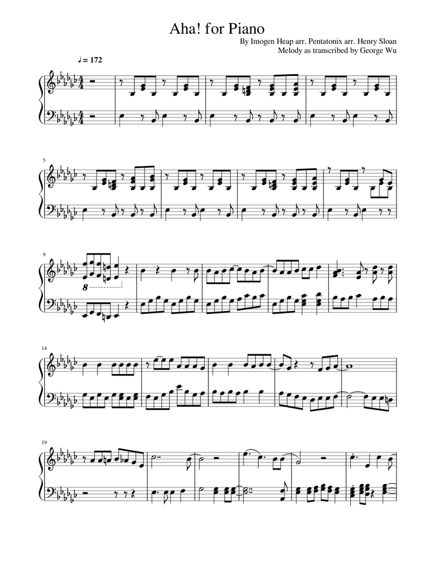 Aha! for Piano Sheet Music for Piano (Solo) | MuseScore.com