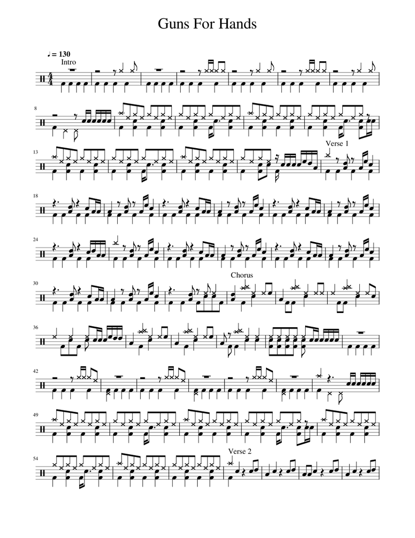 Guns For Hands (Completed Sheet music for Drum group (Solo) | Musescore.com