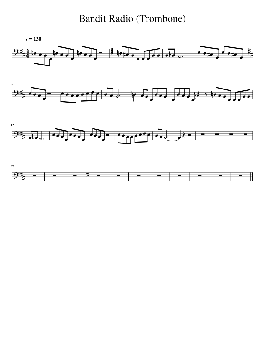 Bandit Radio Trombone Sheet Music for Trombone (Solo) | MuseScore.com