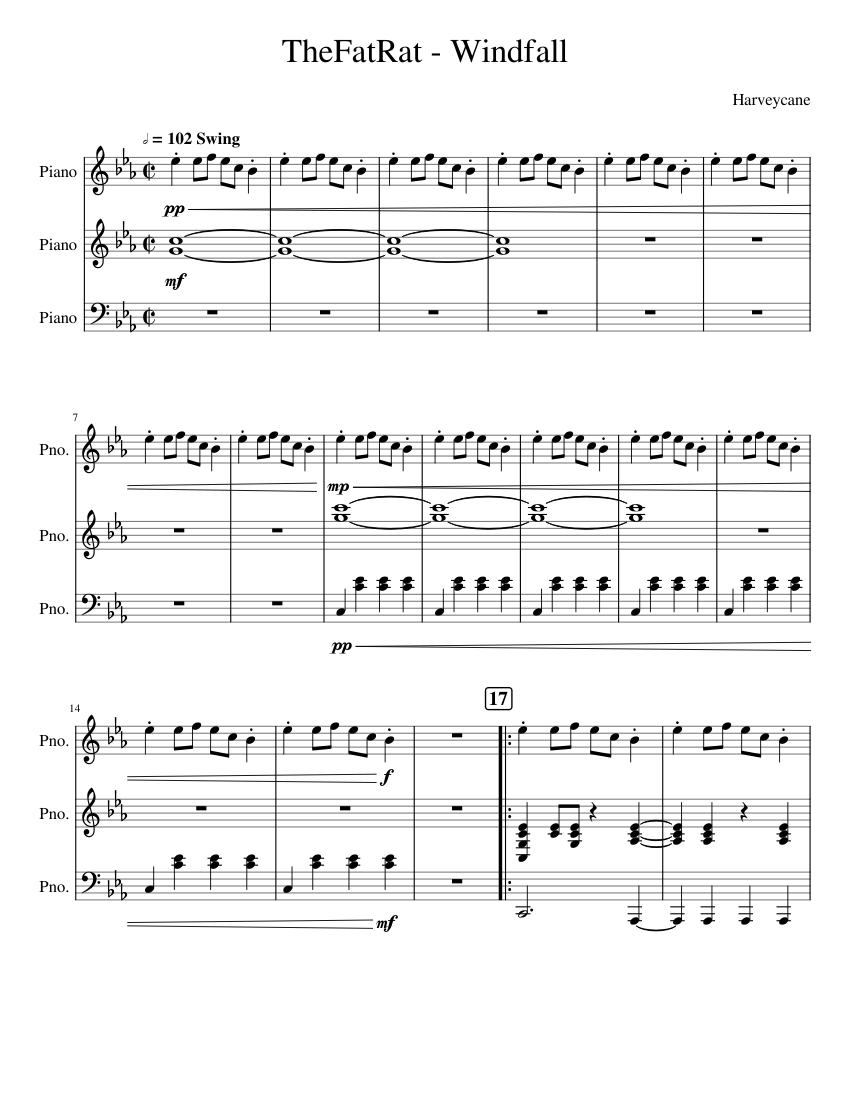 TheFatRat - Windfall Sheet Music for Piano (Solo) | MuseScore.com