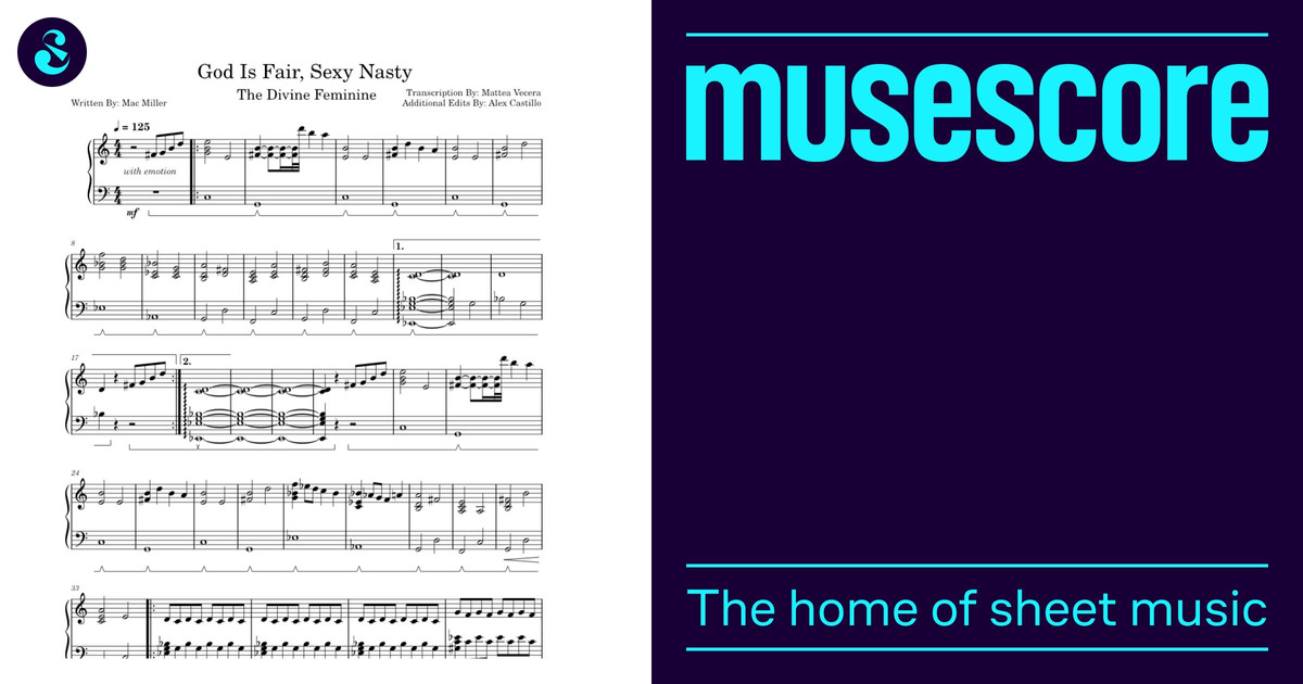 God Is Fair, Sexy Nasty – Mac Miller (accurate) Sheet Music for Piano ...