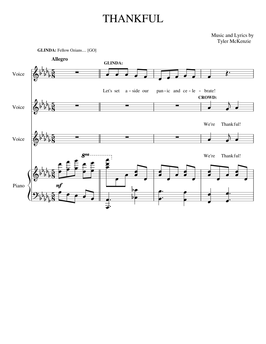 Thankful Sheet music for Piano, Vocals (Mixed Quartet) | Musescore.com