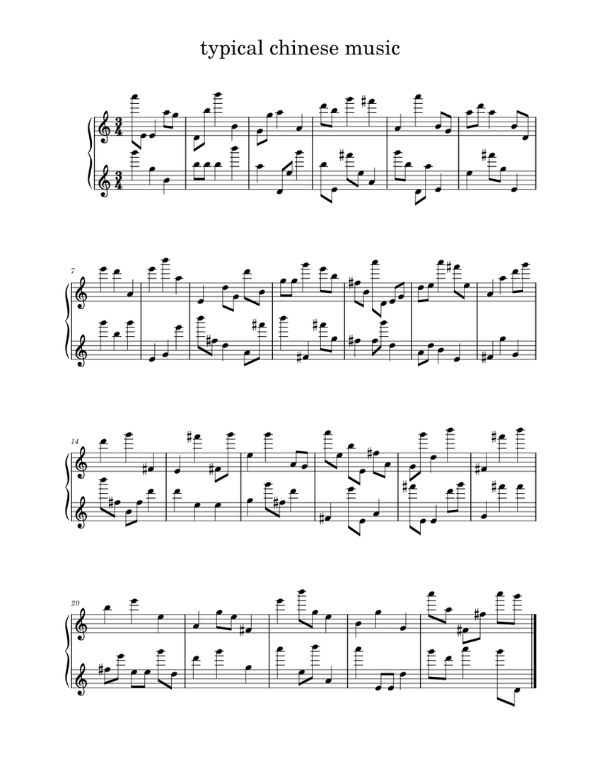 Typical chinese music Sheet music for Piano (Solo) | Musescore.com