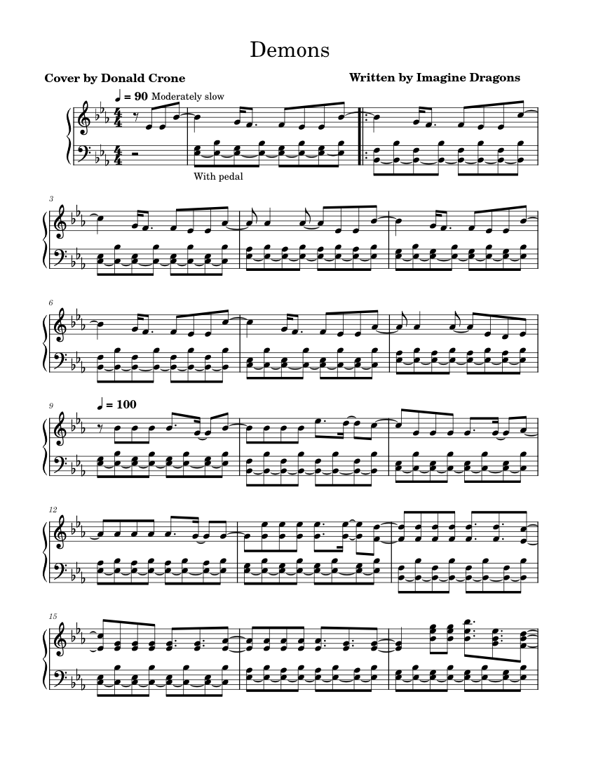 Demons – Imagine Dragons Sheet music for Piano (Solo) | Musescore.com
