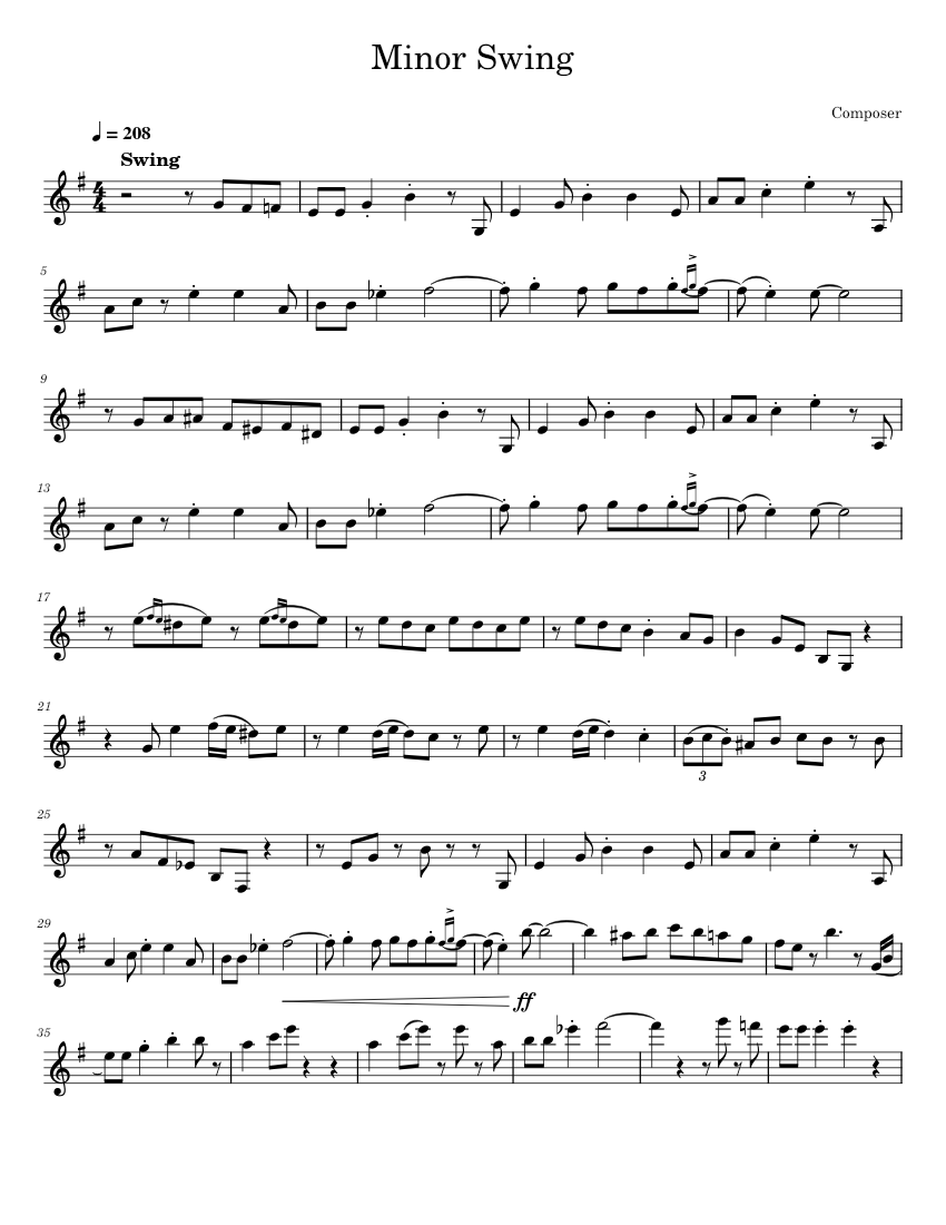 Minor Swing – Boilermaker Jazz Band MinorSwing Sheet music for Clarinet ...