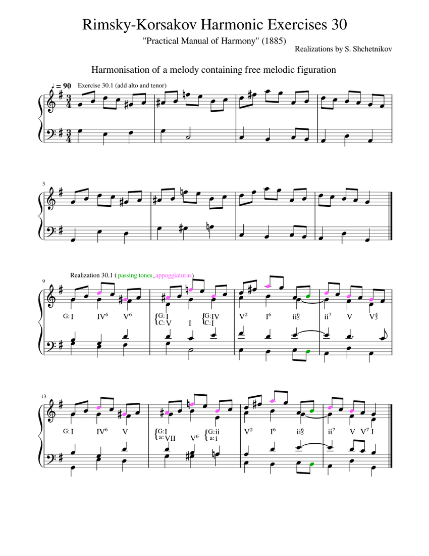 Rimsky-Korsakov Harmonic Exercises 30 Sheet music for Piano (Solo) Easy ...
