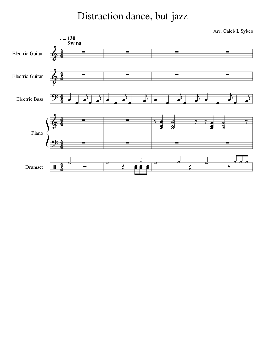 Distraction dance, but jazz Sheet Music for Piano, Guitar, Bass guitar ...