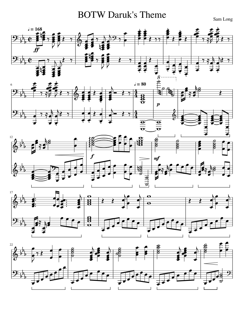 BOTW Daruk's Theme Cover Sheet Music for Piano (Solo) | MuseScore.com