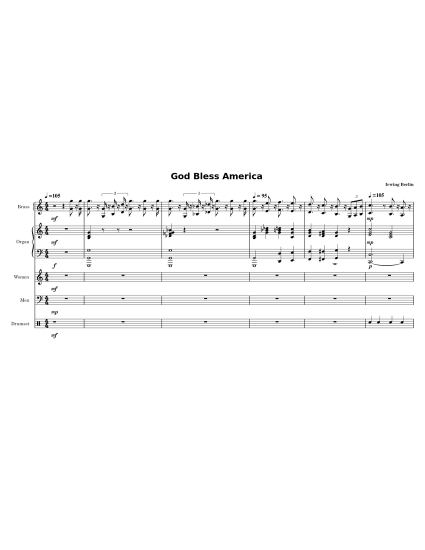 God bless america – Irving Berlin Sheet Music for Organ, Female, Male ...