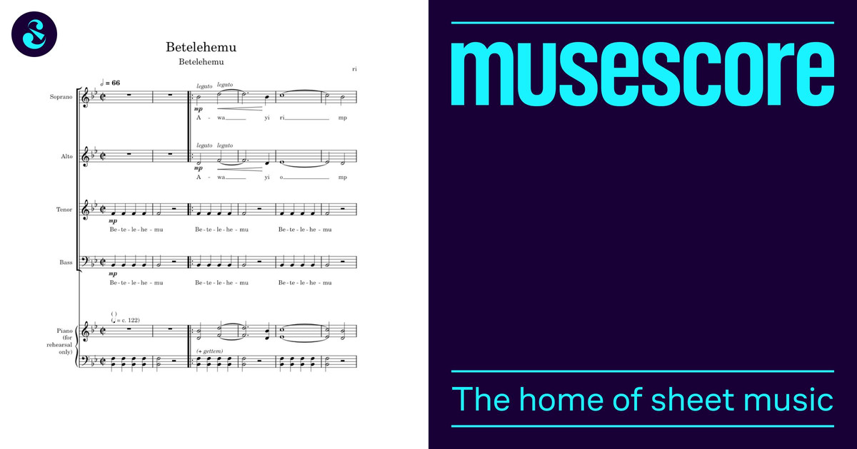 Betelehemu – Traditional Nigerian Carol Sheet Music for Piano, Bass ...