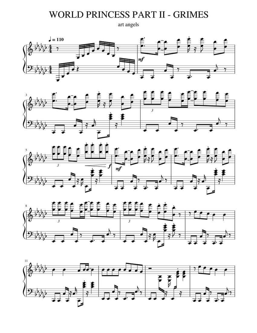 WORLD PRINCESS PART II - GRIMES Sheet music for Piano (Solo ...