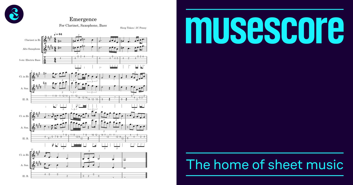 Emergence - Sleep Token Sheet Music and Tab for Saxophone alto, Bass ...