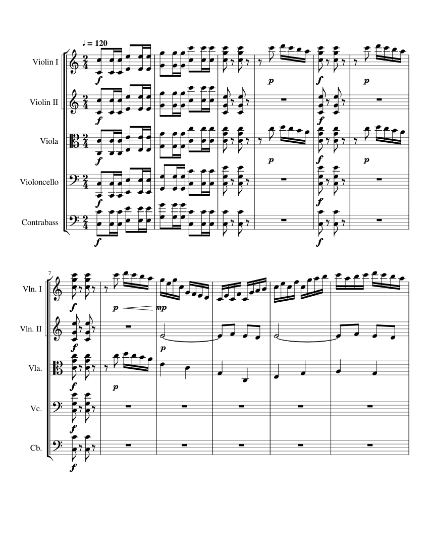 String Orchestra Piece Sheet music for Contrabass, Violin, Viola, Cello ...