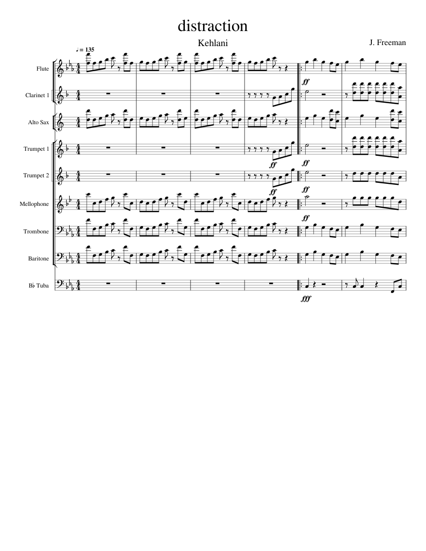 distraction Sheet music for Trombone, Tuba, Mellophone, Flute & more ...