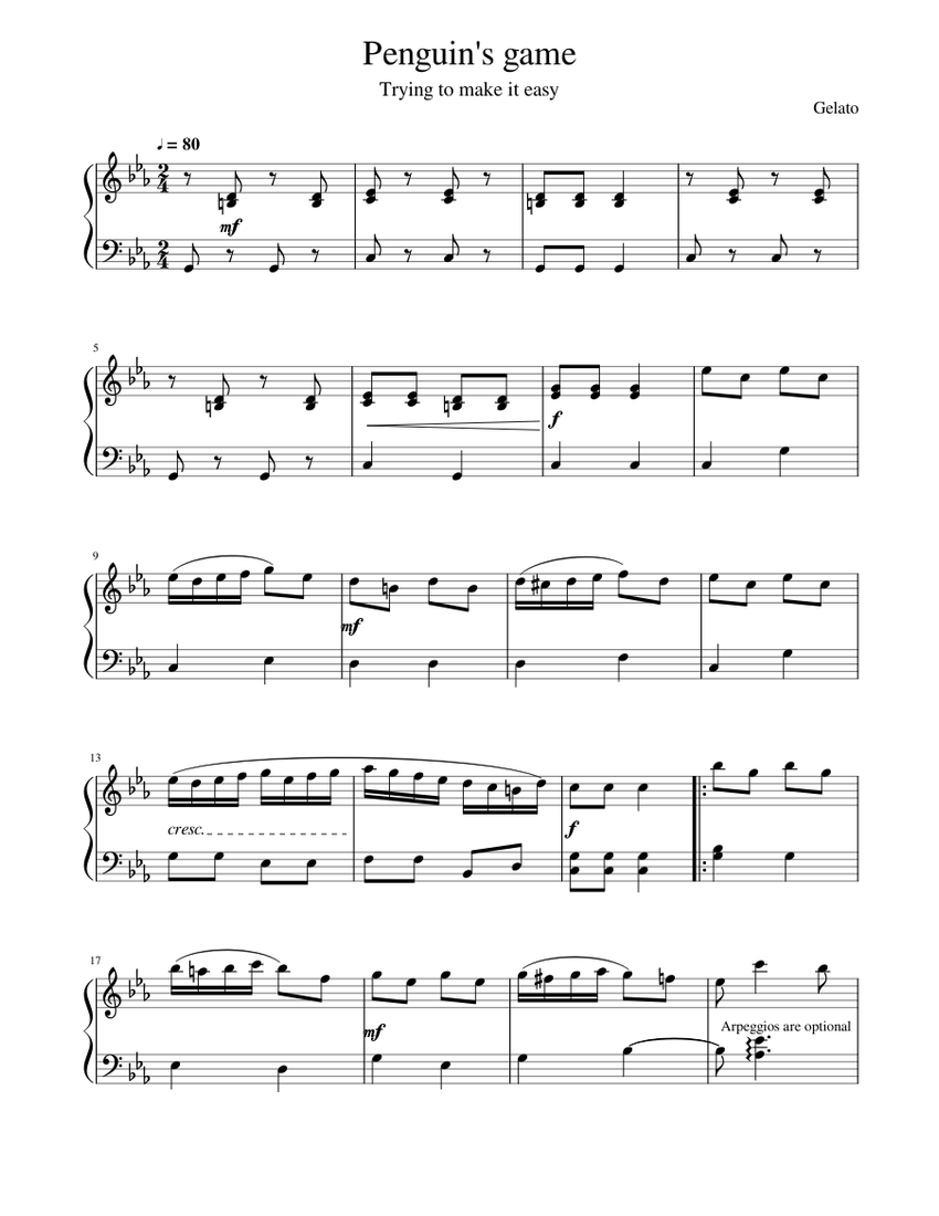 Penguin s game Sheet Music for Piano (Solo) Easy | MuseScore.com