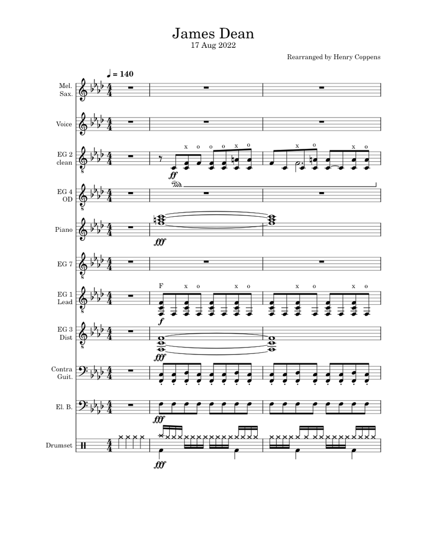 James Dean Sheet Music for Piano, Vocals, Guitar, Bass guitar & more ...