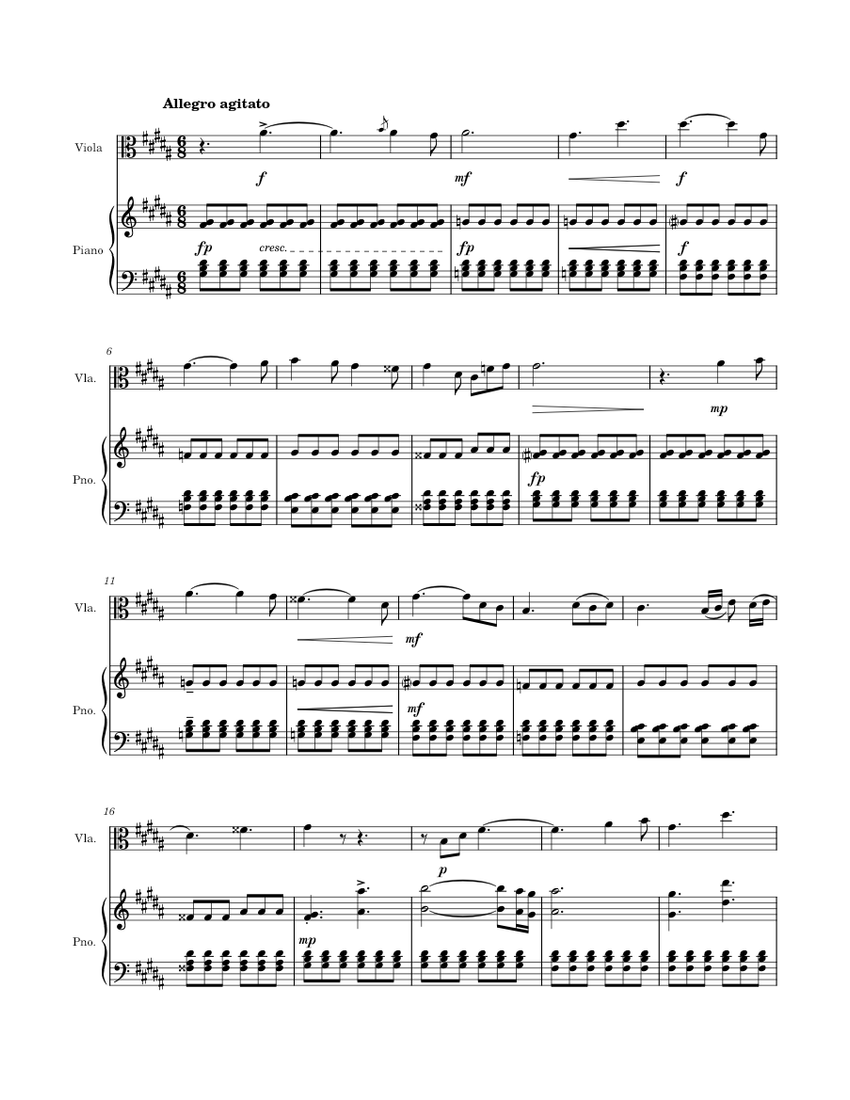 Allegro agitato for Viola and Piano Sheet music for Piano, Viola (Mixed ...