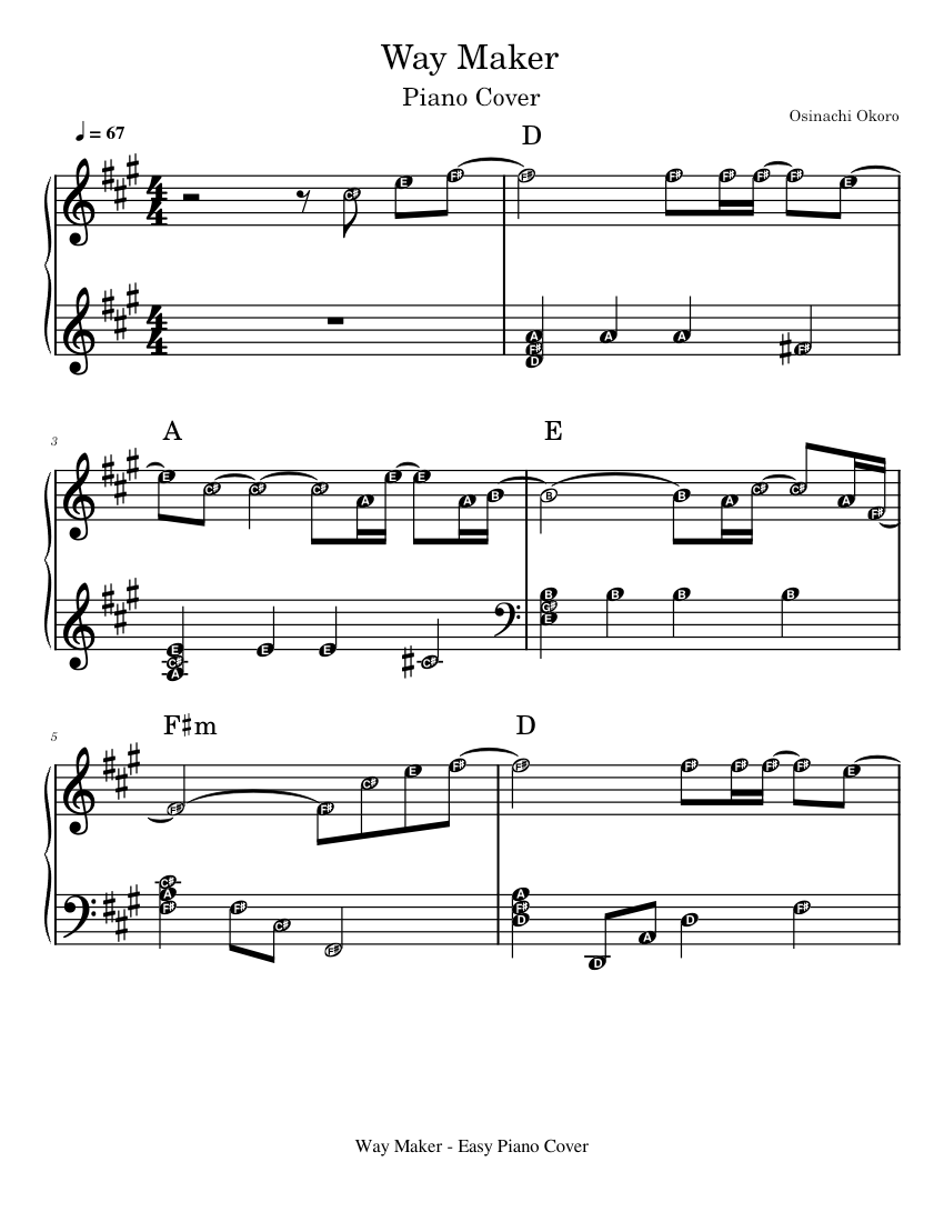 Way Maker – Leeland, Michael W. Smith, Sinach Sheet music for Piano ...