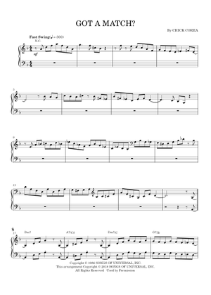Play Official version of Got a Match? Sheet Music by Chick Corea for ...