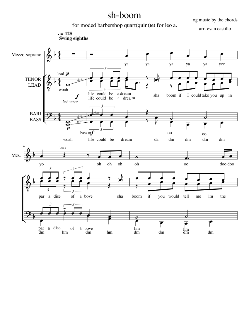 sh-boom Sheet music for Tenor, Bass voice, Mezzo soprano (Choral ...