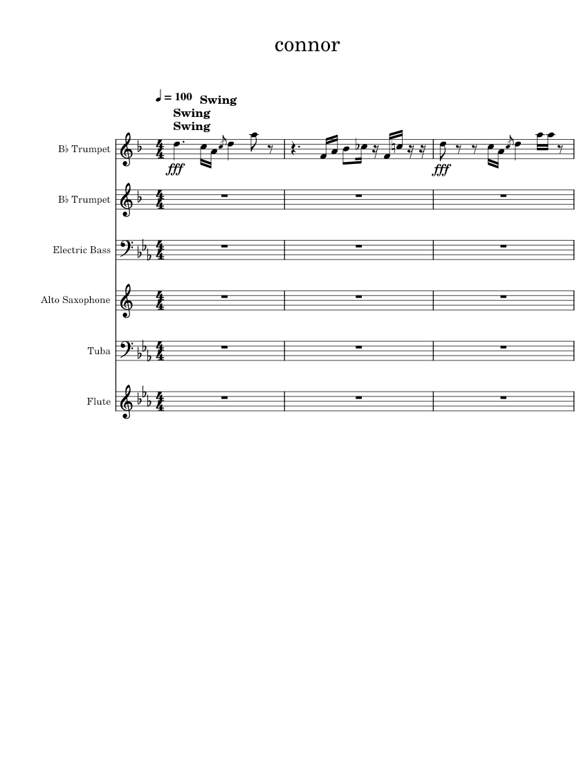 connor Sheet Music for Tuba, Flute, Saxophone alto, Trumpet in b-flat ...