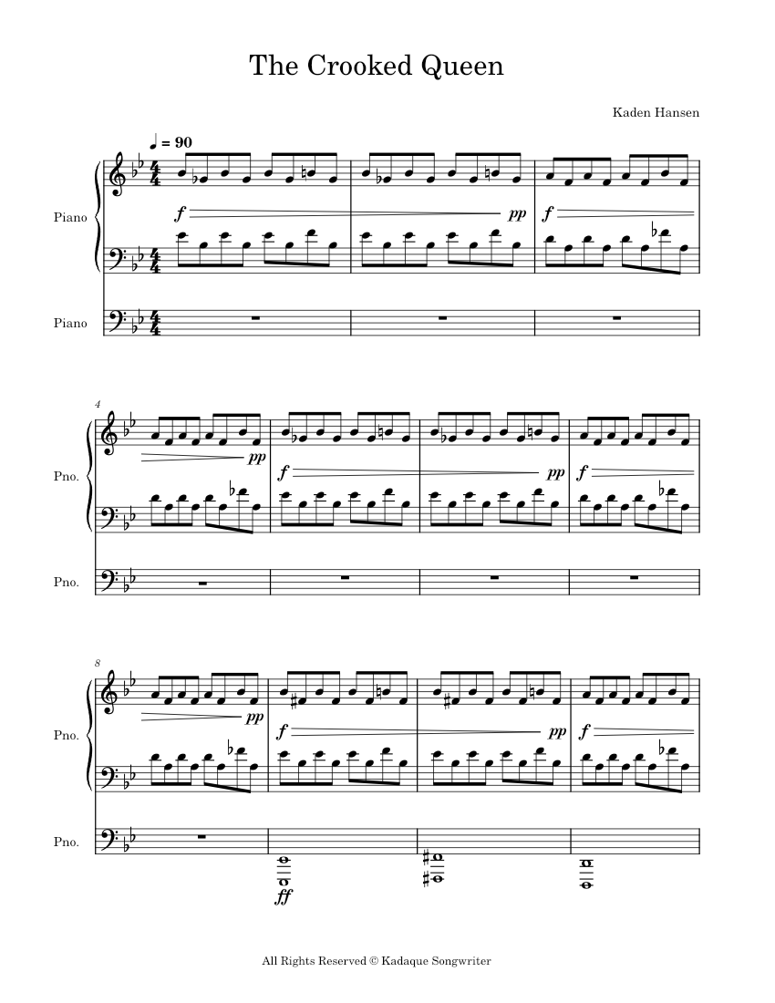The Crooked Queen (Piano Version) Sheet music for Piano (Piano Four ...