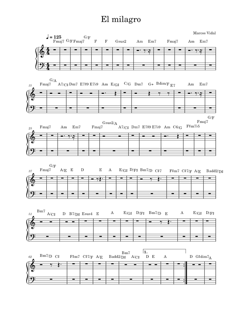 El milagro – Marcos Vidal El_milagro Sheet Music with Chords for Piano ...
