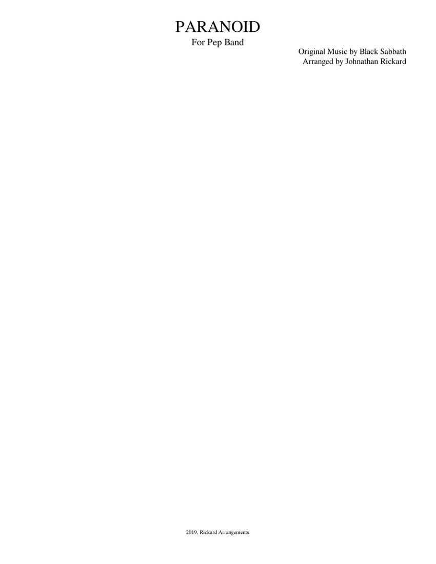 Paranoid - Black Sabbath (for Pep Band) Sheet music for Trombone ...