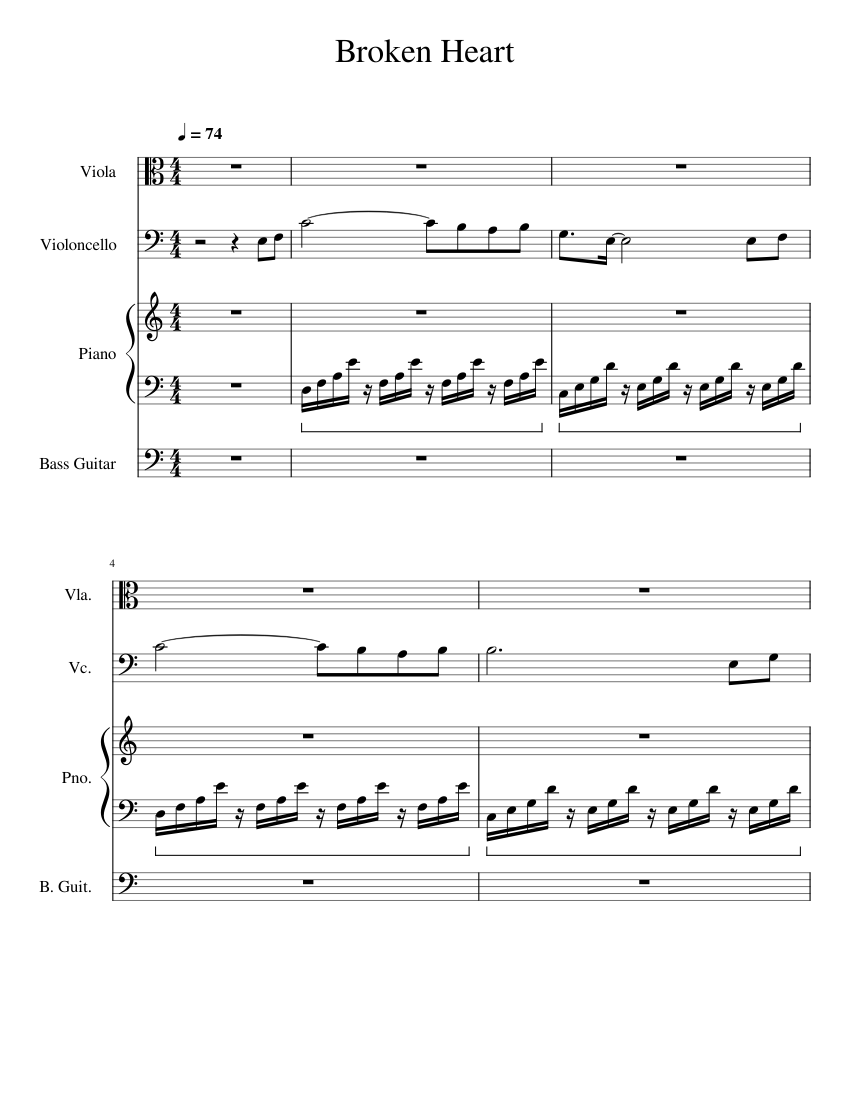 Broken Heart – Various Artists Sheet music for Piano, Viola, Cello ...