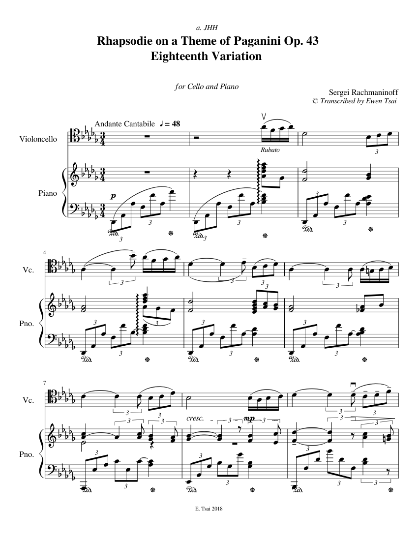 Rachmaninoff: Eighteenth Variation from Rhapsody on a Theme of Paganini ...