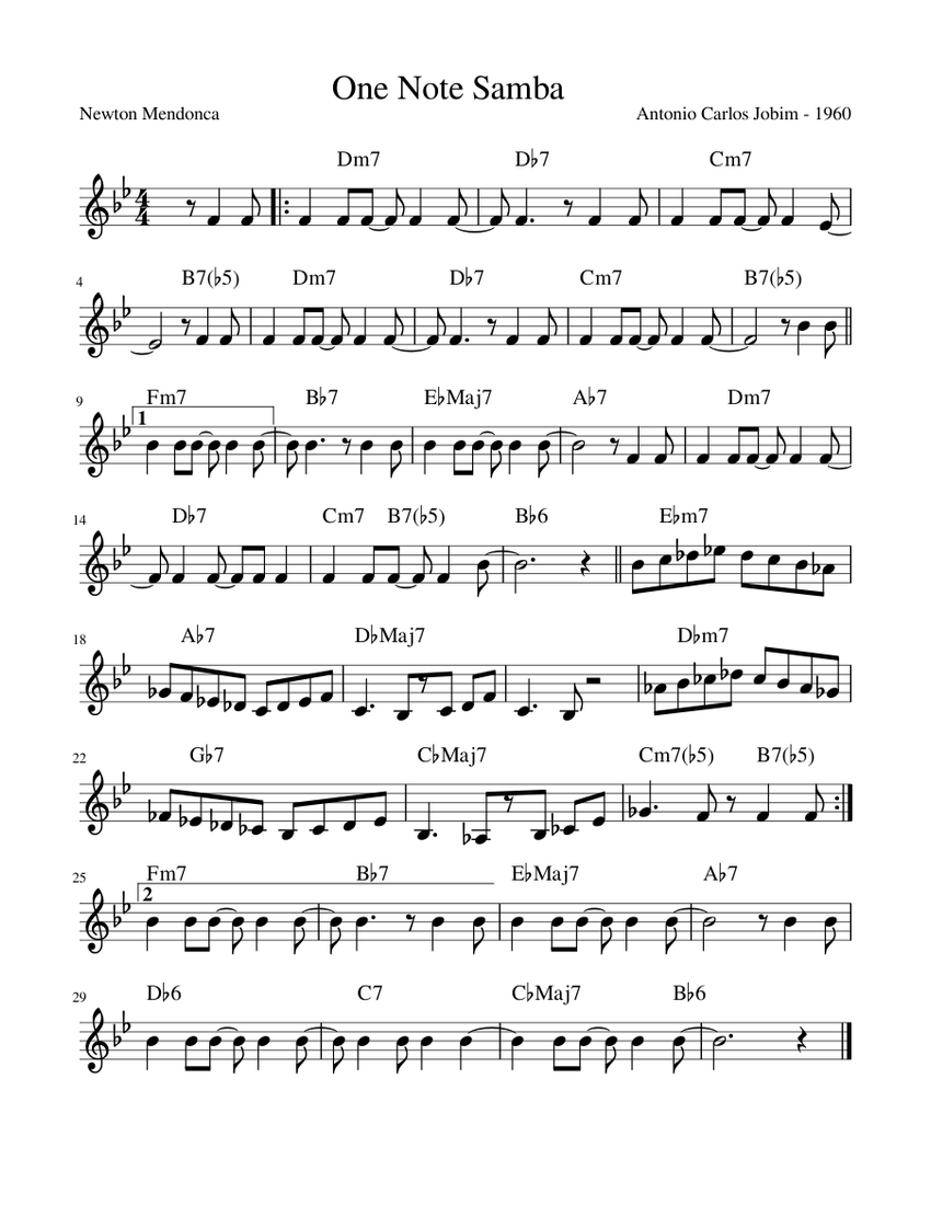 One Note Samba Sheet music for Saxophone other (Solo) | Musescore.com