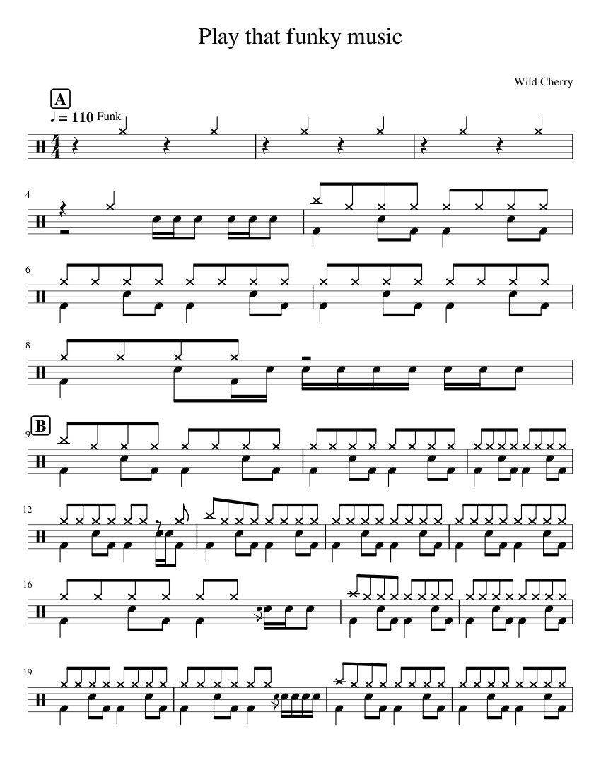 Play that funky music Sheet music for Drum group (Solo) | Musescore.com