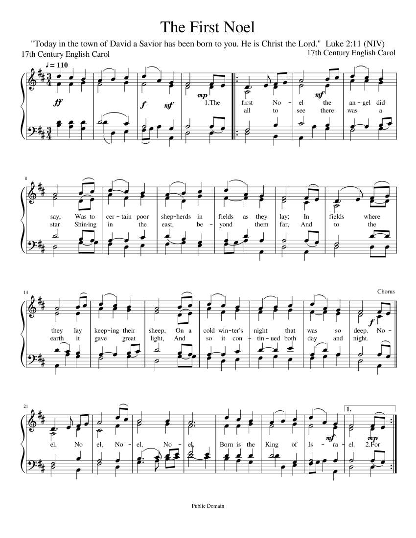 The First Noel Sheet music for Piano (Solo) Easy | Musescore.com